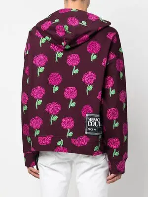 Versace Rose-print Cotton Hoodie