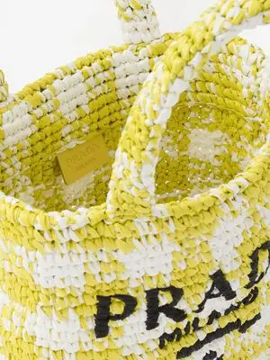 Prada Logo-knit Gingham Tote Bag