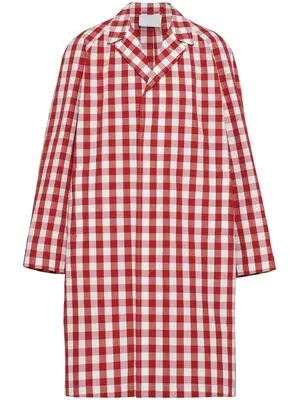 Prada Gingham-check Cotton Coat