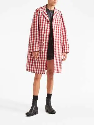 Prada Gingham-check Cotton Coat