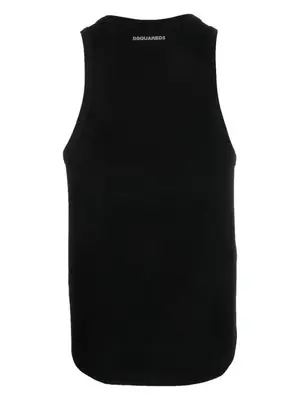 Dsquared2 Ribbed Cotton Tank Top - Black