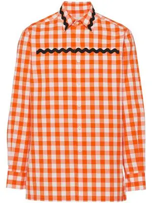 Prada Gingham-check Cotton Shirt - Orange