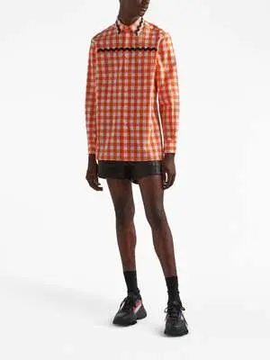 Prada Gingham-check Cotton Shirt - Orange
