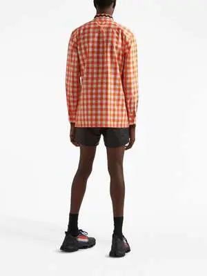 Prada Gingham-check Cotton Shirt - Orange