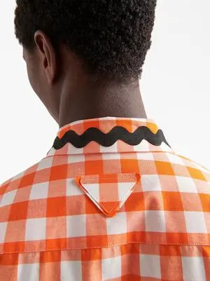 Prada Gingham-check Cotton Shirt - Orange