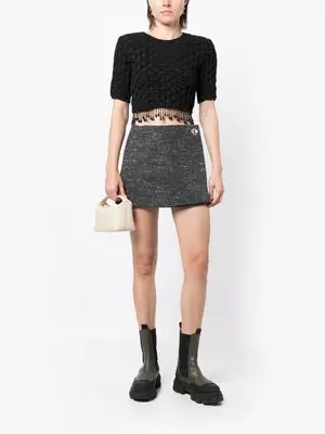 GANNI Tweed Wrap Mini Skirt