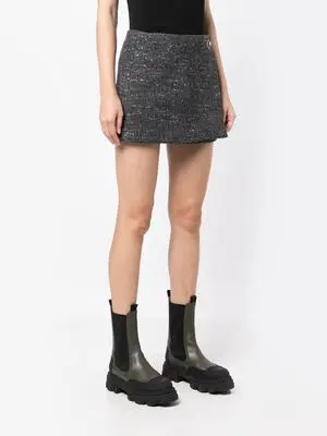 GANNI Tweed Wrap Mini Skirt