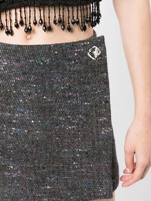 GANNI Tweed Wrap Mini Skirt