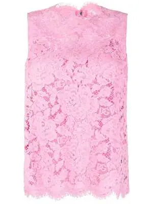Dolce & Gabbana Floral Lace Top - Pink