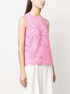 Dolce & Gabbana Floral Lace Top - Pink