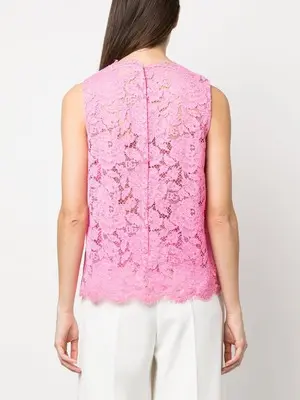 Dolce & Gabbana Floral Lace Top - Pink
