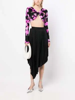 Coperni Floral-print Cropped Top - Black
