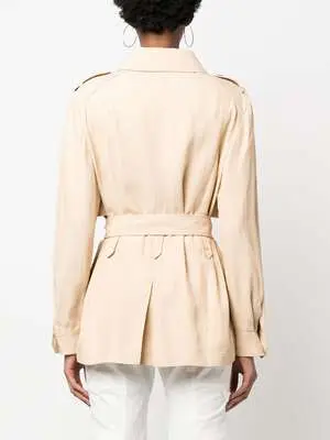 Alberta Ferretti Beige Linen Blend Belted Jacket