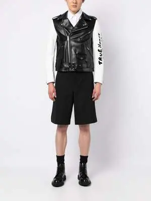 BLACK COMME DES GARÇONS Contrasting-sleeves Biker Jacket