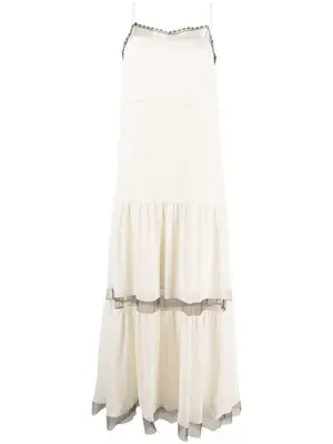 TWINSET Tulle-panel Long Dress