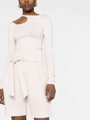 TOTEME Belted High-waist Shorts - Neutrals