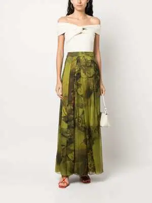 Alberta Ferretti Graphic-print Ankle-length Skirt