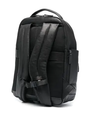 PIQUADRO Leather Backpack With Logo Plaque