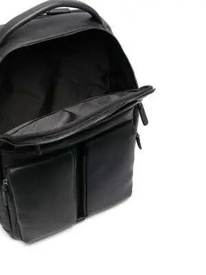 PIQUADRO Leather Backpack With Logo Plaque