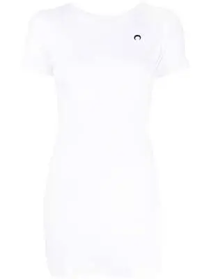 MARINE SERRE Fine-ribbed Organic Cotton T-shirt Dress - White