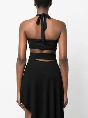 Alexandre Vauthier Embellished Ring Halterneck Crop Top