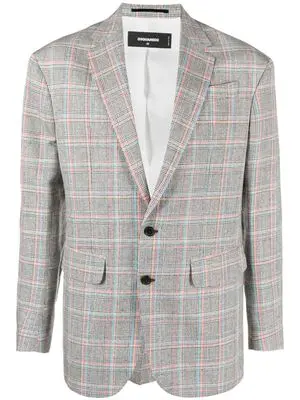 Dsquared2 Plaid-pattern Single-breasted Blazer - Black