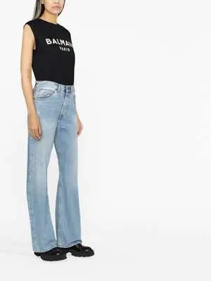Balmain Logo-print Button-embellished Top - Black