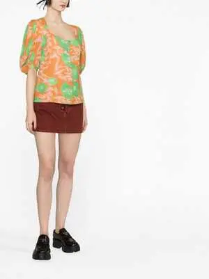 GANNI Floral-print Crepe Blouse