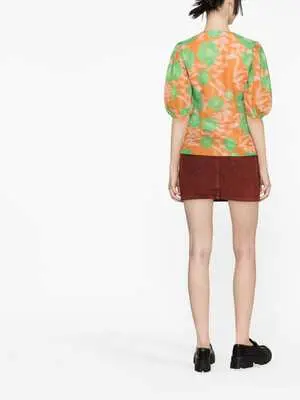GANNI Floral-print Crepe Blouse