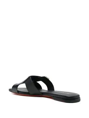 Santoni Double-strap Leather Sandals - Black