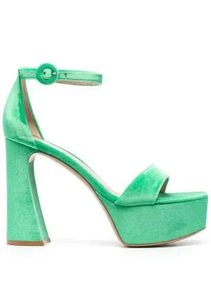 GIANVITO ROSSI Holly 125mm Chenille Sandals - Green