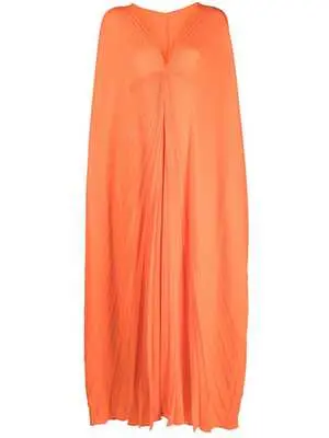 Valentino Garavani Silk Pleated Dress - Orange
