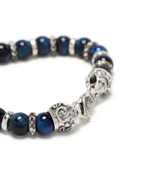Emanuele Bicocchi Tiger Eye Beaded Bracelet - Silver