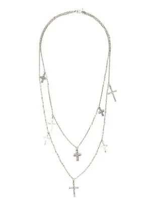 Emanuele Bicocchi Crosses Double Chain Necklace - Silver