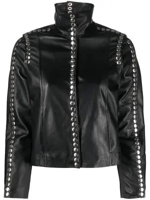 DANCASSAB Elvis Stud-detailing Leather Jacket - Black