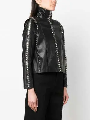 DANCASSAB Elvis Stud-detailing Leather Jacket