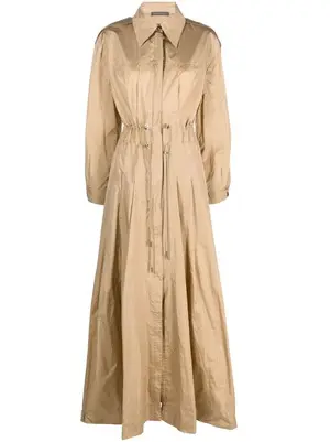 Alberta Ferretti Taffeta Drawstring-waist Maxi Dress - Neutrals