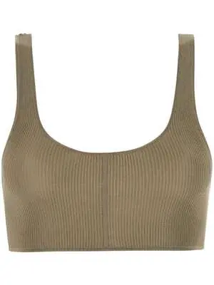 Saint Laurent Ribbed Silk Bralette - Neutrals