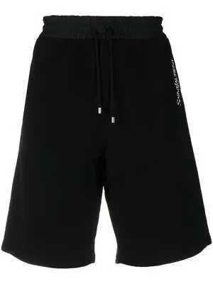 Saint Laurent Logo-embroidered Cotton Shorts - Black