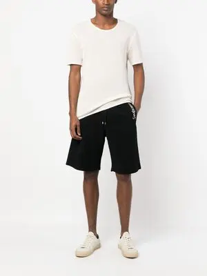 Saint Laurent Logo-embroidered Cotton Shorts - Black