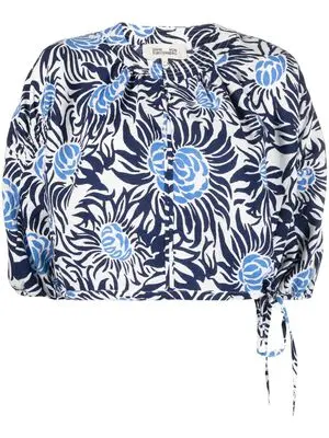 Diane Von Furstenberg Floral-print Cropped Top - White