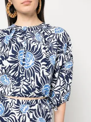 Diane Von Furstenberg Floral-print Cropped Top - White