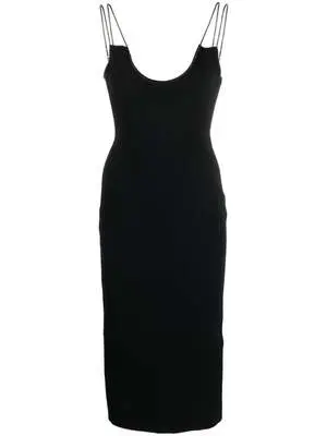 Herve Leger Ribbed Knit Crystal-embellished Midi Dress