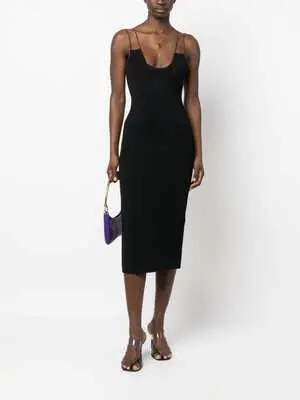 Herve Leger Ribbed Knit Crystal-embellished Midi Dress