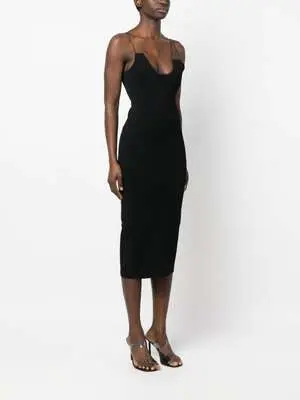 Herve Leger Ribbed Knit Crystal-embellished Midi Dress