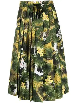 Iceberg Tropical-print Pleated Skirt