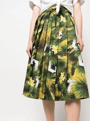 Iceberg Tropical-print Pleated Skirt
