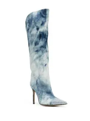 Alexandre Vauthier 105mm Snow-printed Denim Boots