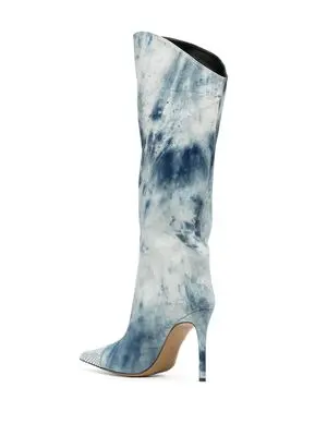 Alexandre Vauthier 105mm Snow-printed Denim Boots