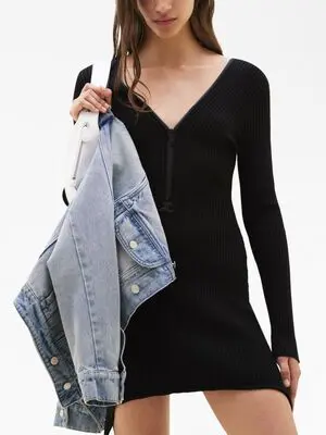 COURREGES Ribbed-knit Zip-up Dress